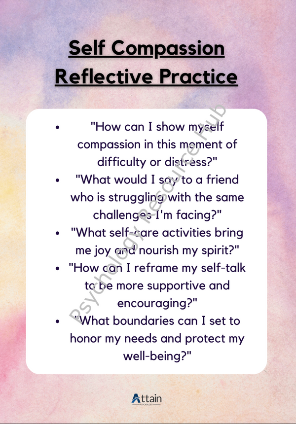 Self-Compassion Reflection | Therapy Workbook Questions – Psychology ...